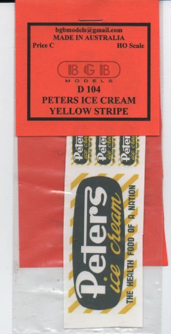 D 104 PETERS ICE CREAM BUILDING DECALS YELLOW STRIPE 3 SIZES – BGB Models